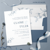 Formal, Blue Modern Minimal Typography Wedding Inv Invitation | Zazzle