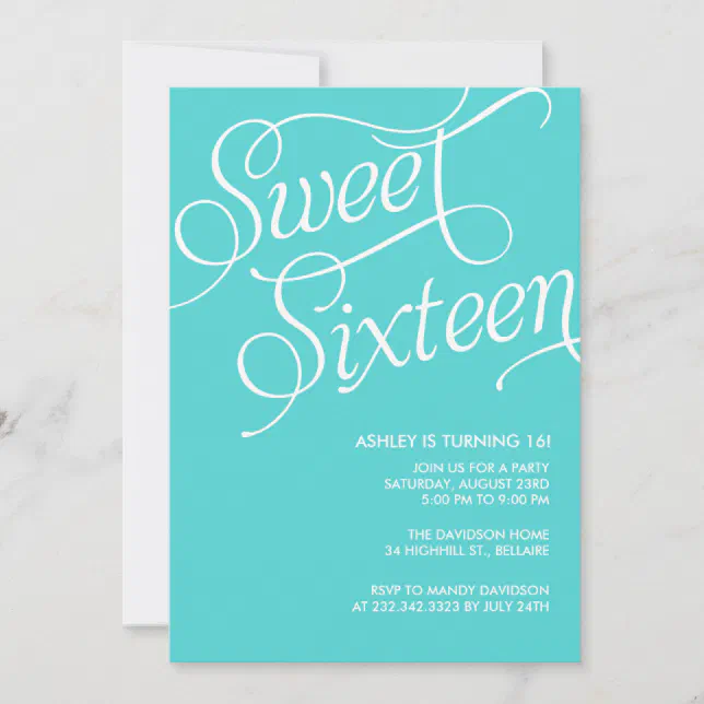 Formal Blue Sweet 16 Invitations | Zazzle