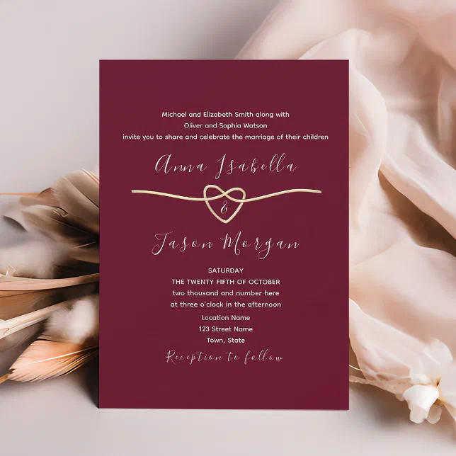 Formal Burgundy Wedding Invitation | Zazzle