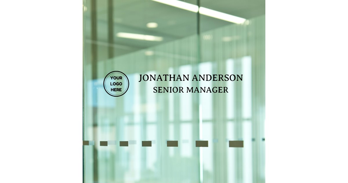 Formal Business Logo Name Office Name Plate Door Window Cling | Zazzle