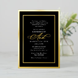 Formal Calligraphy Black & White Frames Wedding Foil Invitation | Zazzle