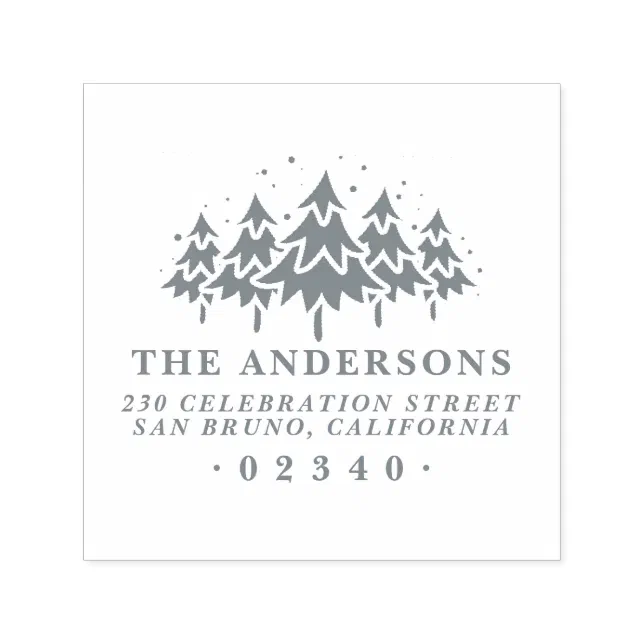 Formal Christmas Tree Family Name & Return Address Self-inking Stamp ...