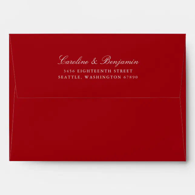 Formal Classic Script Elegant Return Address Red Envelope | Zazzle