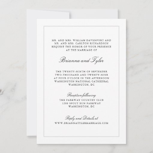 Formal Classic Script Elegant RSVP Wedding Invitation | Zazzle