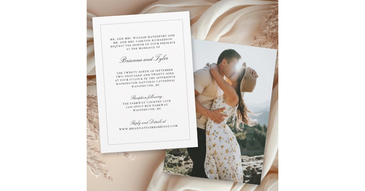 Formal Classic Script Elegant RSVP Wedding Invitation | Zazzle