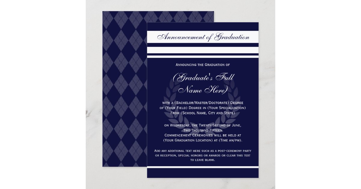 Formal College Graduation Announcements (Blue) | Zazzle