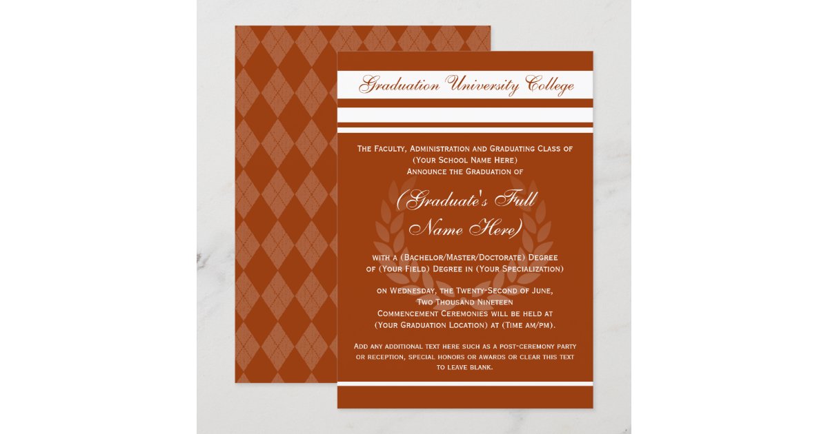 Formal College Graduation Announcements (Orange) | Zazzle