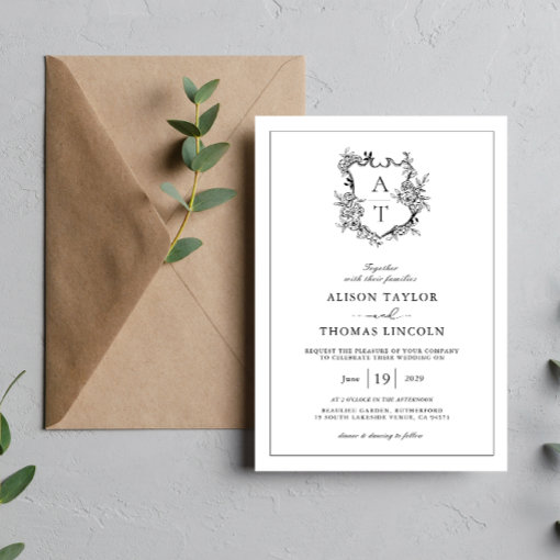 Formal Crest QR Code All In One Wedding Invitation | Zazzle