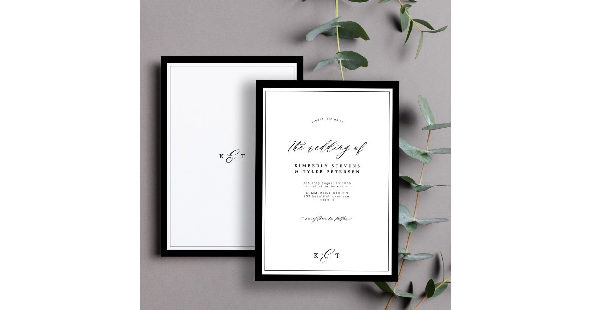 Formal elegant classic monogrammed wedding invitation | Zazzle