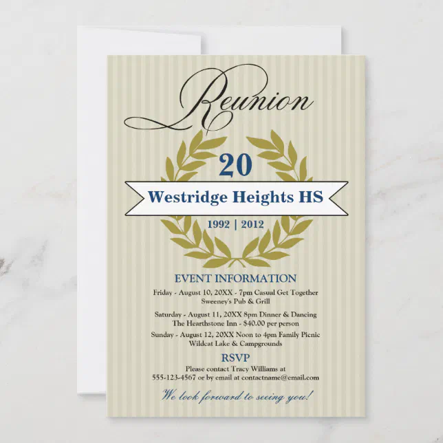 Formal Elegant High School Reunion Invitation | Zazzle
