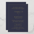 Formal Elegant Navy Blue Multiple Location Wedding Foil Invitation | Zazzle
