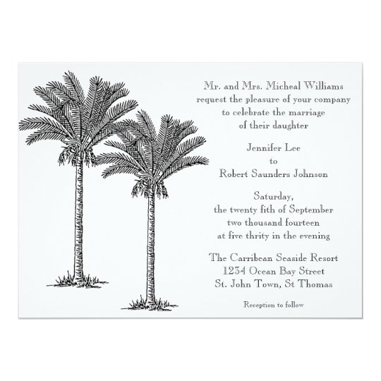 Formal Elegant Palm Tree Tropical Island Wedding Invitation | Zazzle.com