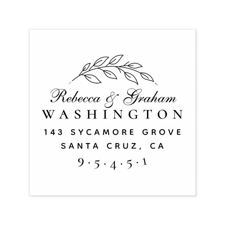 Formal Elegant Script Couples Names Return Address Self-inking Stamp ...