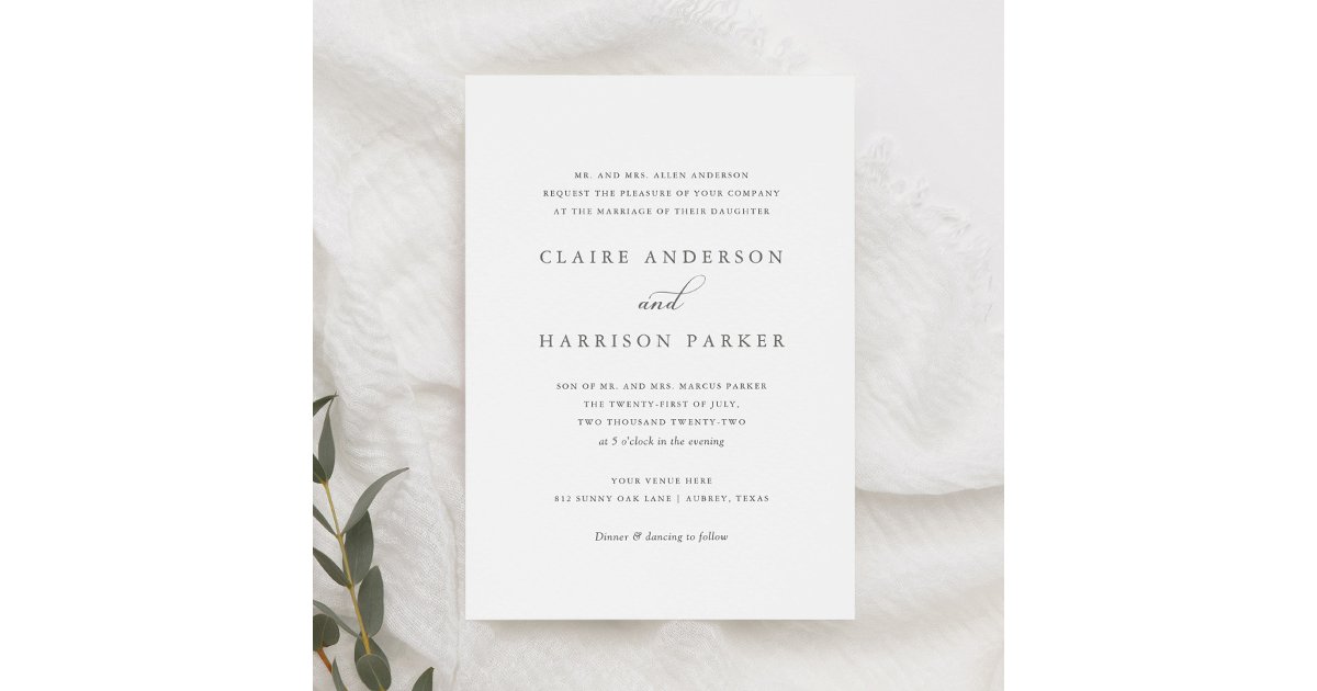 Formal Elegant Script Wedding Invitation | Zazzle