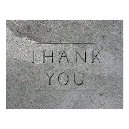 Formal Engraved Gray Stone THANK YOU Postcard | Zazzle.com