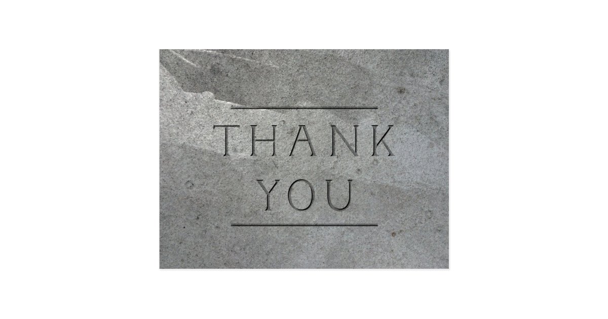 Formal Engraved Gray Stone THANK YOU Postcard | Zazzle.com
