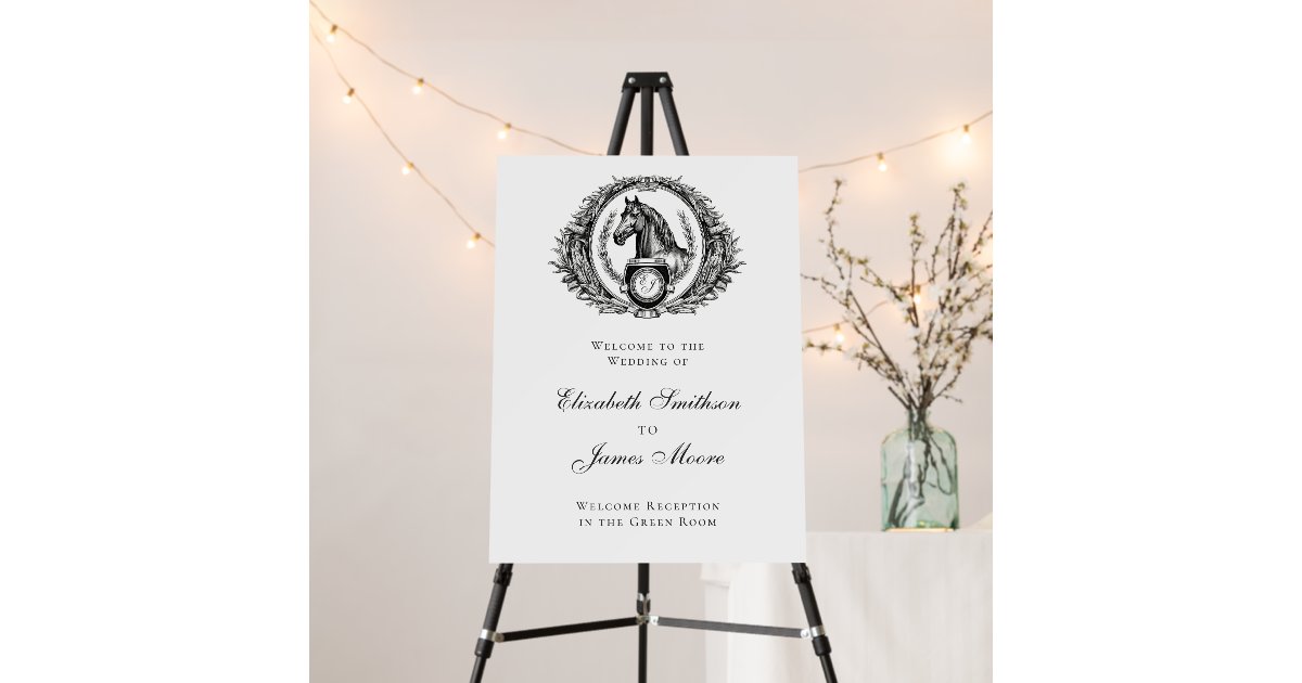 Formal Equestrian Horse Monogram Crest Wedding Foam Board | Zazzle