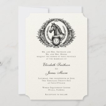 Formal Equestrian Horse Monogram Crest Wedding Invitation | Zazzle