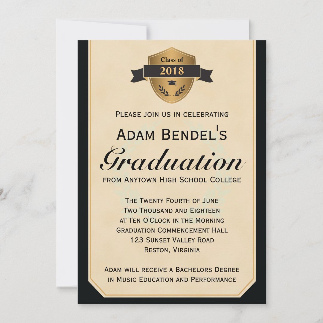 Formal Faux Parchment Graduation Announcements | Zazzle