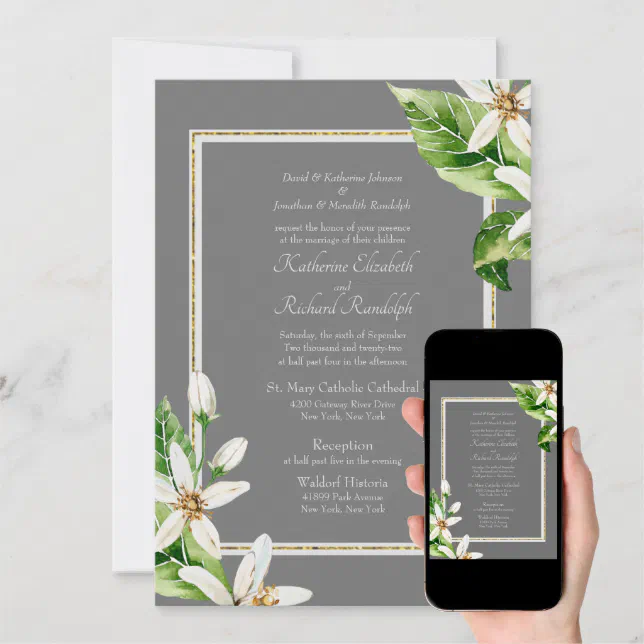 Formal Foliage Wedding Invitation Both Parents | Zazzle