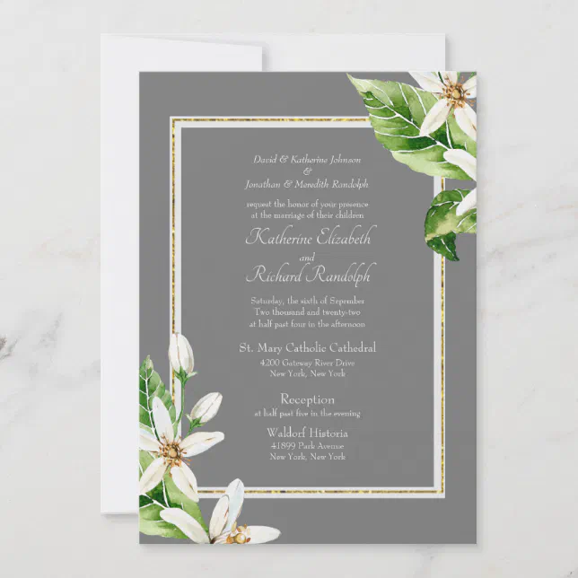 Formal Foliage Wedding Invitation Both Parents | Zazzle