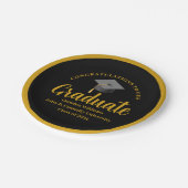Formal Gold Black Graduation Personalized Party Paper Plates | Zazzle