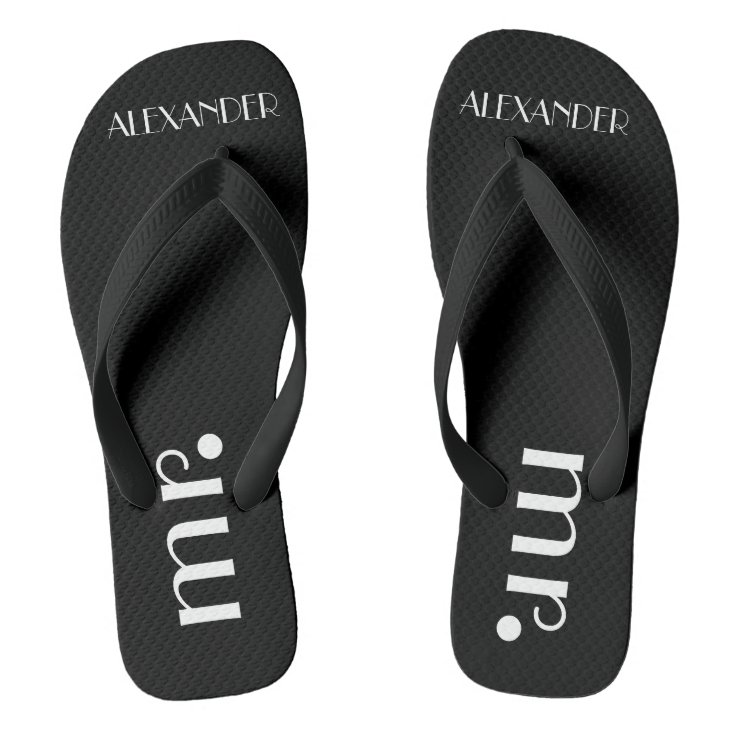 Formal Grooms Wedding Personalized Flip Flops | Zazzle