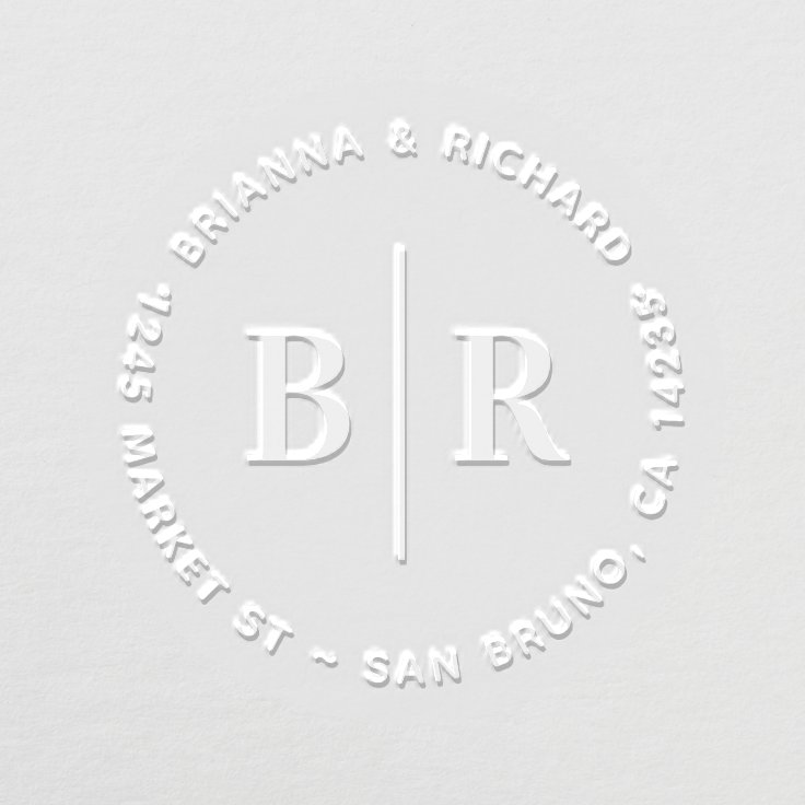 Formal Initials Typography Wedding Return Address Embosser | Zazzle