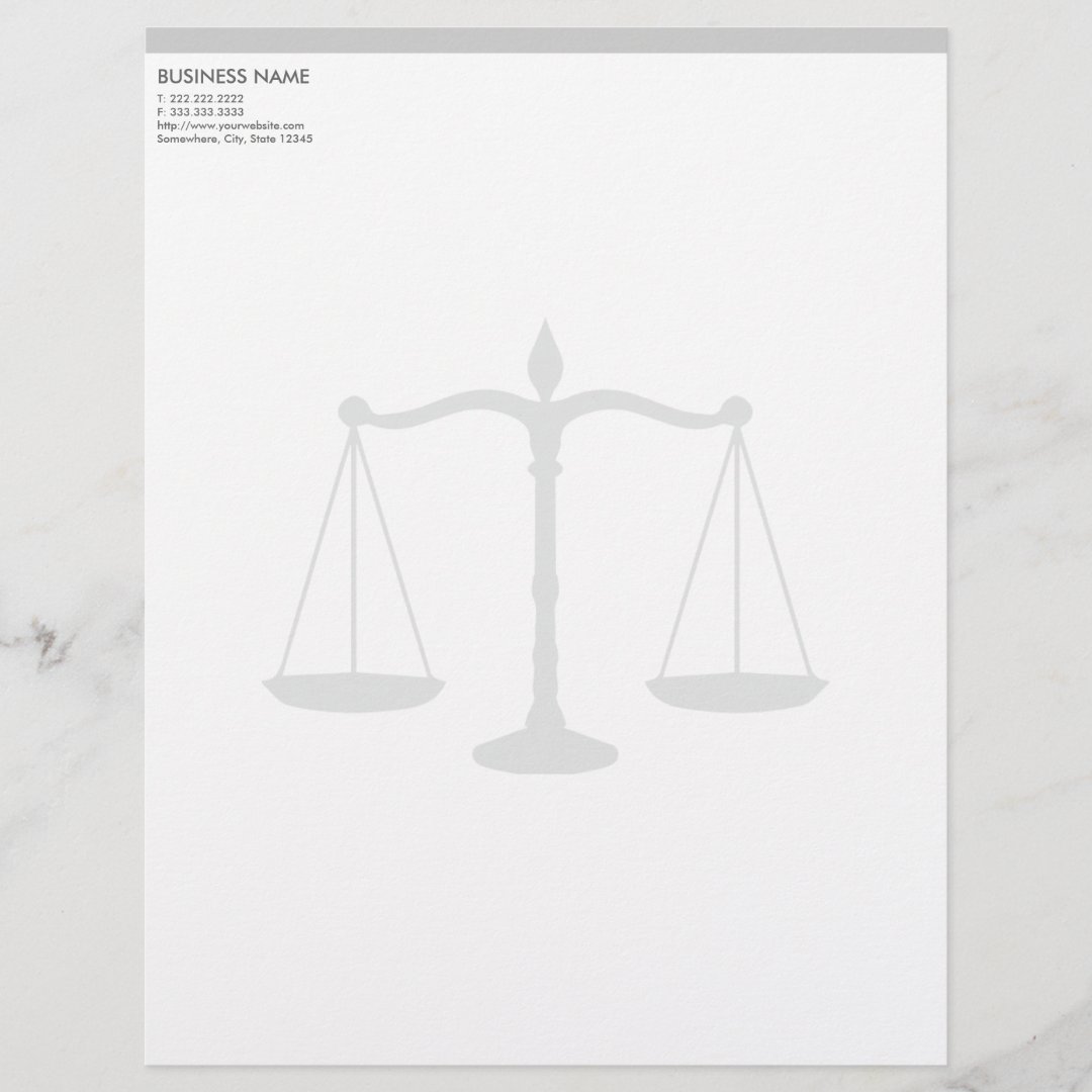 Formal Justice Scale Attorney Letterhead | Zazzle