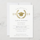 Formal Laurel Wreath Gold Graduation Cap Party Invitation | Zazzle