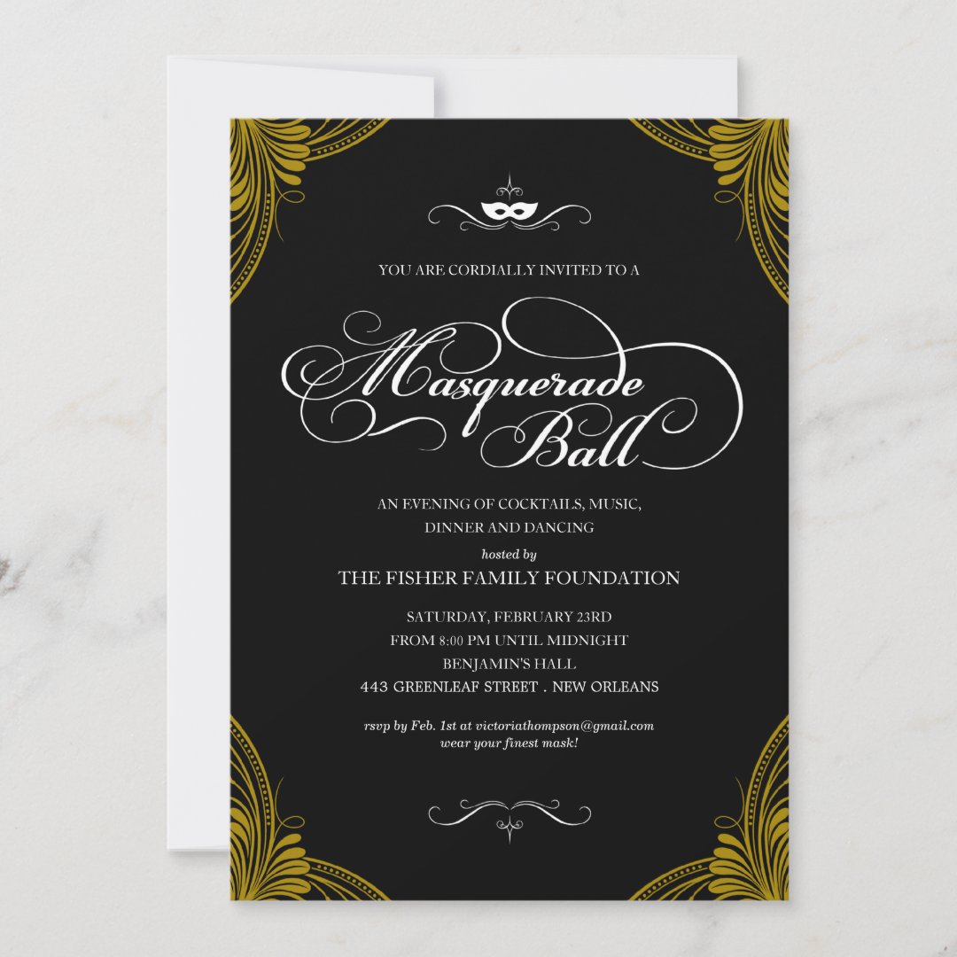 Formal Masquerade Ball Invitations | Zazzle