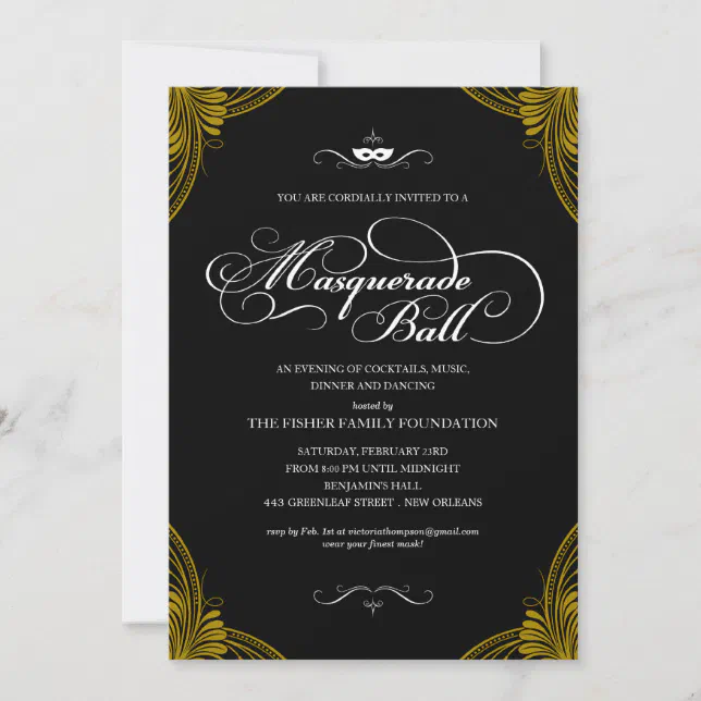 Formal Masquerade Ball Invitations | Zazzle