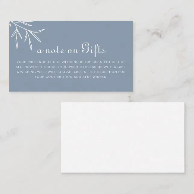 Formal Minimal Dusty Blue Wedding Wishing Well Enclosure Card | Zazzle