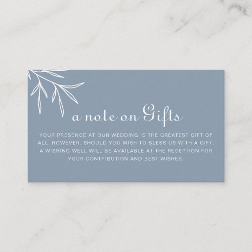 Formal Minimal Dusty Blue Wedding Wishing Well Enclosure Card | Zazzle