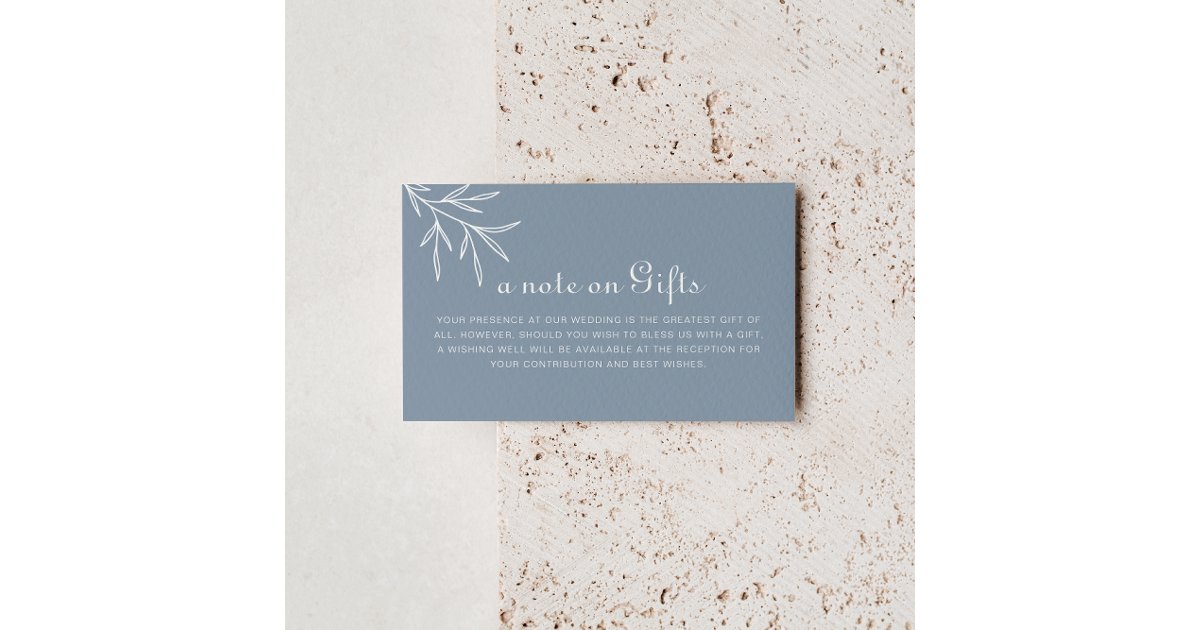 Formal Minimal Dusty Blue Wedding Wishing Well Enclosure Card | Zazzle