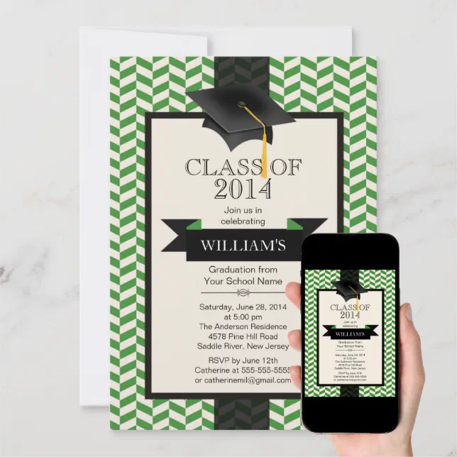 Formal Modern Chevron Graduation Party Invitation | Zazzle