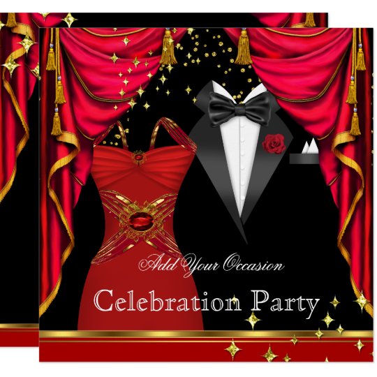 Formal Party Elegant Tuxedo Red Dress Event Invitation | Zazzle.com