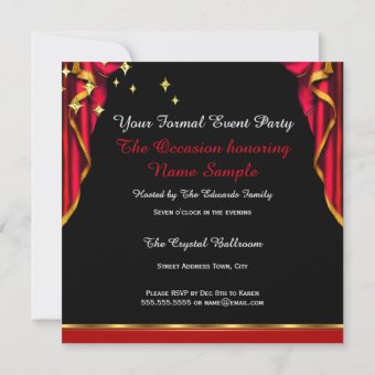 Formal Party Elegant Tuxedo Red Dress Event Invitation | Zazzle