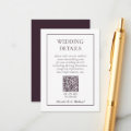 Formal Plum Purple QR Code Wedding Details Enclosure Card | Zazzle