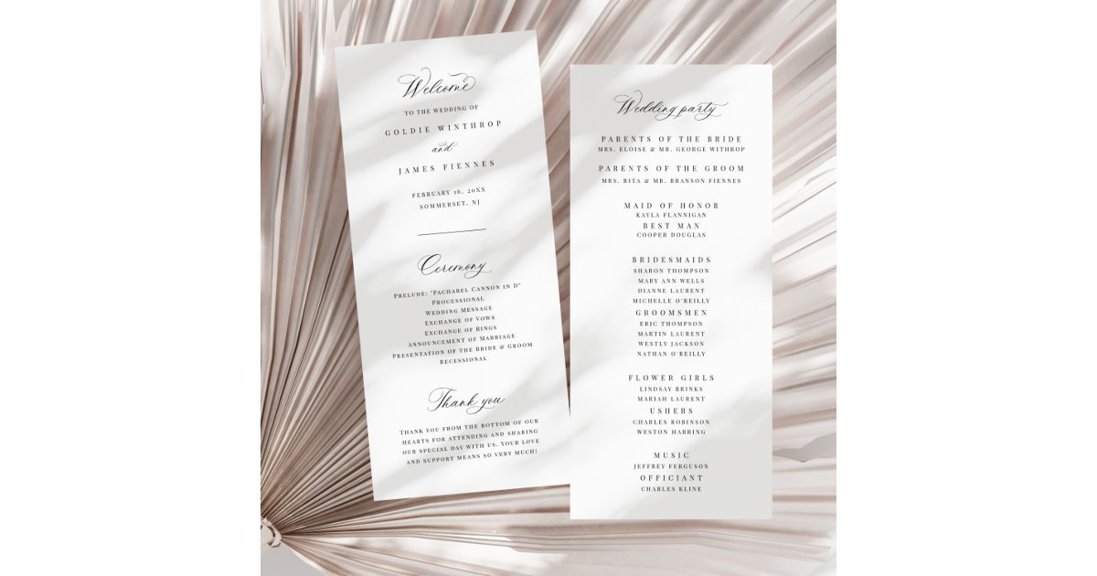 Formal Program Welcome Wedding Ceremony Card | Zazzle