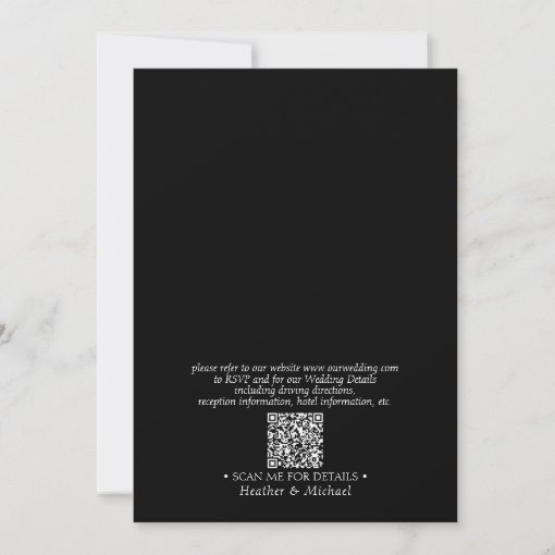 Formal QR Code Black White Monogram Script Wedding Invitation | Zazzle