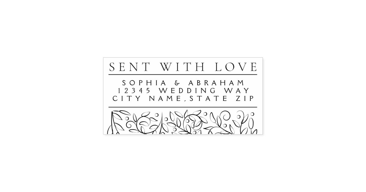 Formal Scrolling Leaves Sketch Wedding Address Self-inking Stamp | Zazzle
