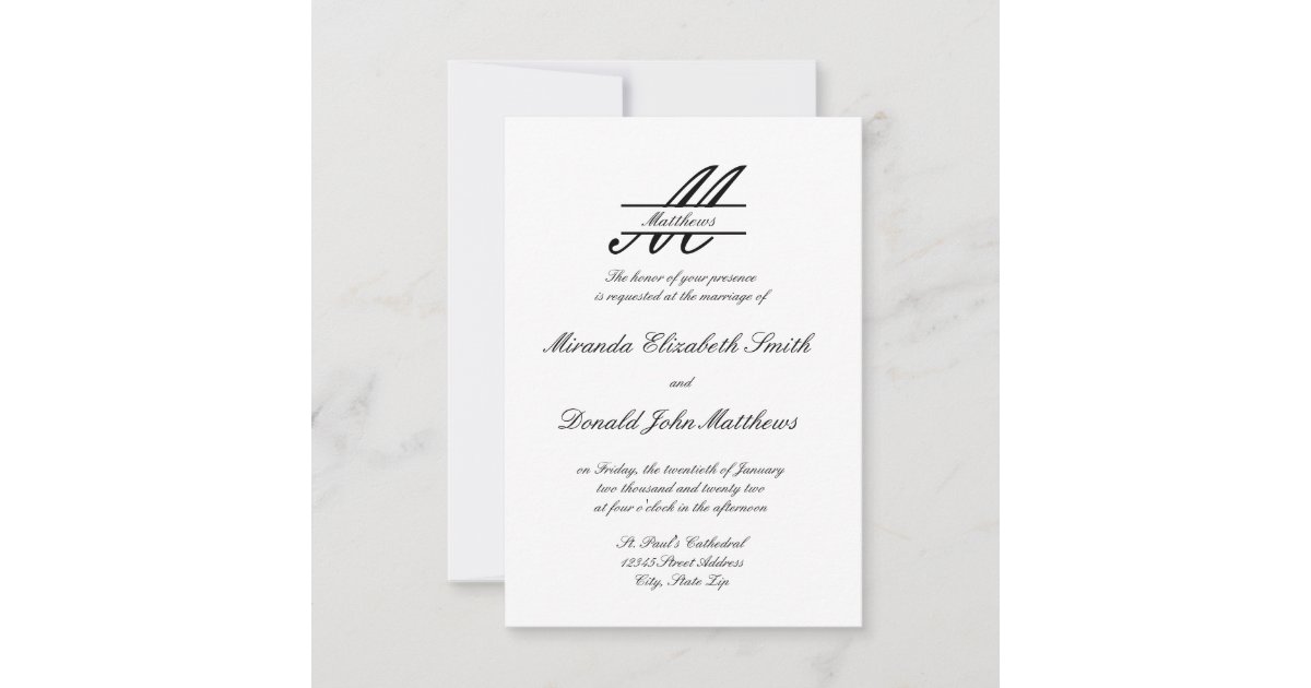 Formal Simple Elegant - 3x5 Wedding Invitation | Zazzle