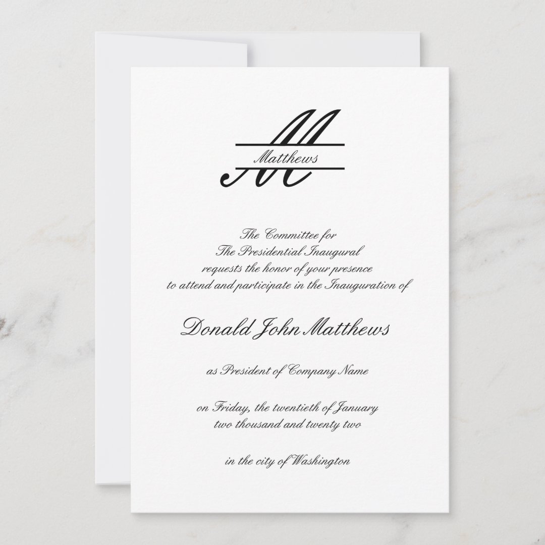 Formal Simple - Inaugural Invitation | Zazzle