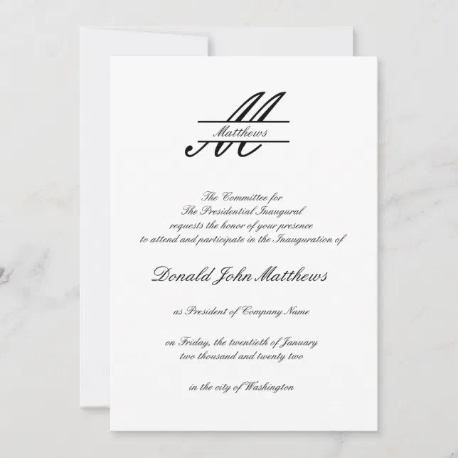 Formal Simple - Inaugural Invitation | Zazzle