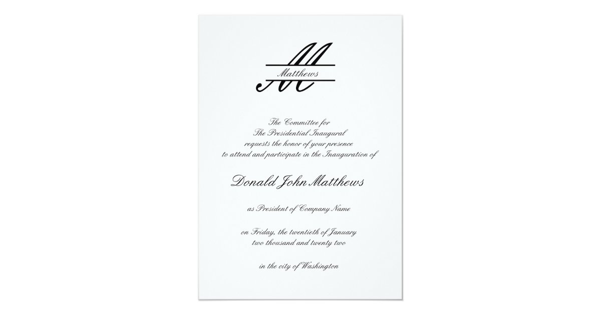 Formal Simple - Inaugural Invitation | Zazzle.com