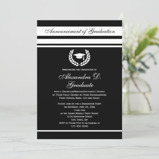 Formal Stripes College High School Graduation Invitation | Zazzle