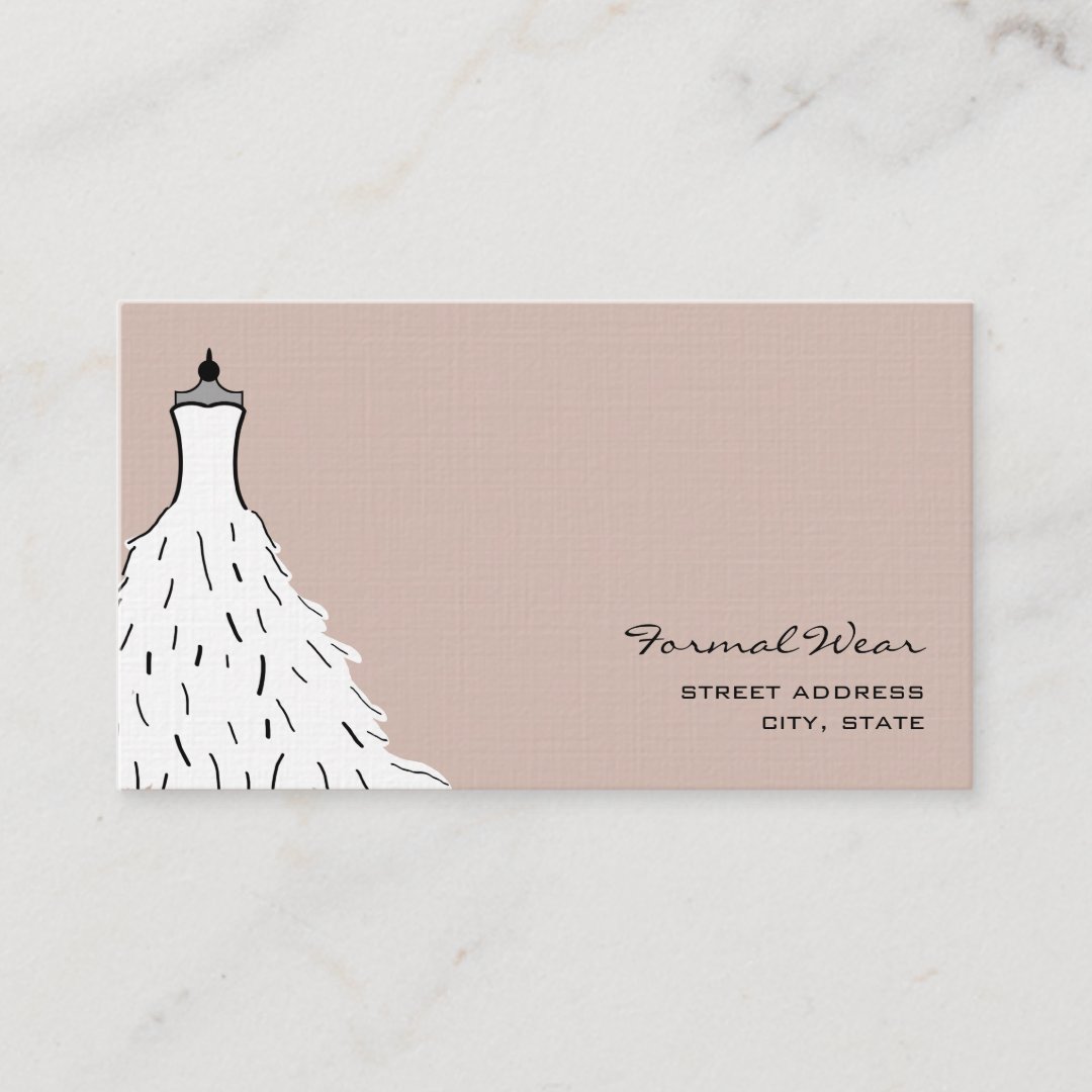 Formal Wear Boutique - Feathery Wedding Dress Business Card | Zazzle