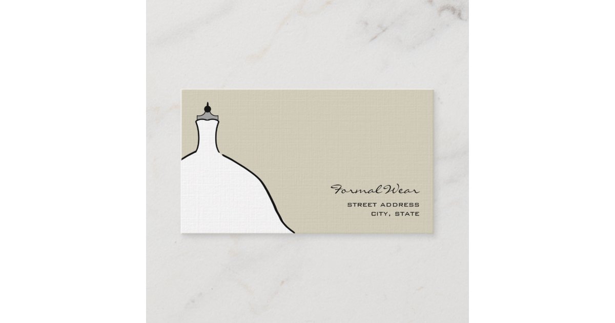 Formal Wear Boutique - Full Wedding Dress Business Card | Zazzle