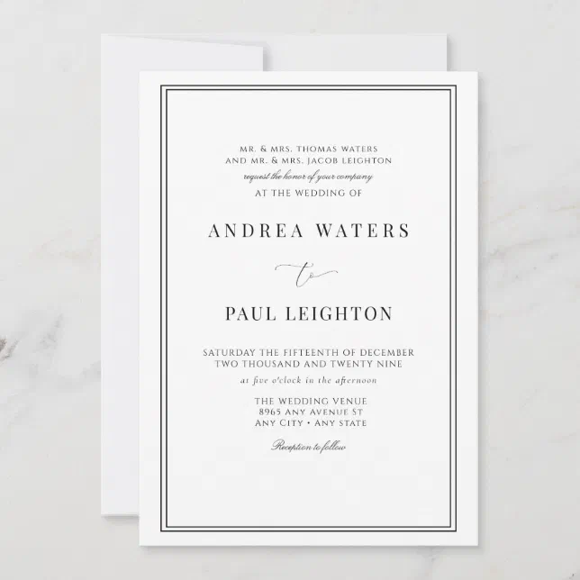 Formal Wedding Invitation | Zazzle